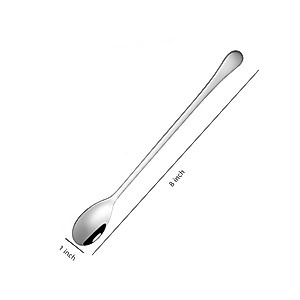 IZELOKAY 8-Inch Long Handle Ice scoop, Coffee Spoon, Ice Spoon, 304 Stainless Steel Cocktail Stirring Spoons, set of 2 (Silver)