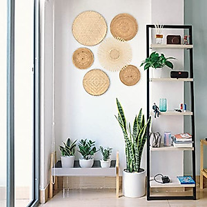 b.spoke Hanging Wall Basket Decor – Set of 6 Handmade Decorative Boho Woven Wall Baskets - Round Natural Bamboo, Wicker, Rattan Wall Decor for Your Home