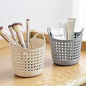 Funic Decorative Storage Tote Basket, Good for Closet Organization & De-Clutter, Accessories, Toys, Cleaning Products & More, Small, Blush（White