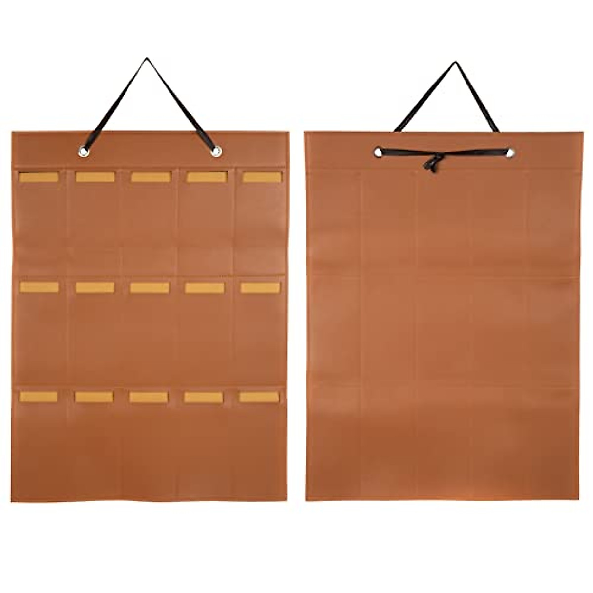 Sunnies Spot! Leather Hanging Glasses Sunglass Wall Holder Organizer With 15 Storage Slots (Brown)