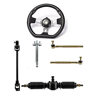 TDPROMOTO Steering Wheel Steel Kit Gear Rack Pinion Adjustable Shaft Set Replacement for 110cc Go Kart