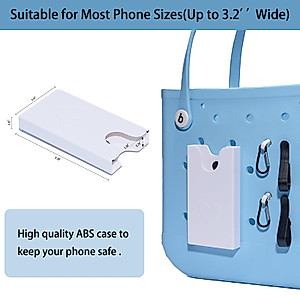 Phone Holder with 4 Hook for Bogg Bag, Compatible with Original Bogg Bag, Universal ABS Plastic Cell Phone Case Holder Accessories for Bogg Bag, Key Chain Hook Accessories for Bogg Bags- White