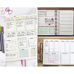 Journal Stencil Set for Dotted Journals, Journalling Supplies/Accessories Kit Includes Daily/Weekly/Monthly Calendars, Icon, Chart, Numbers,Shape