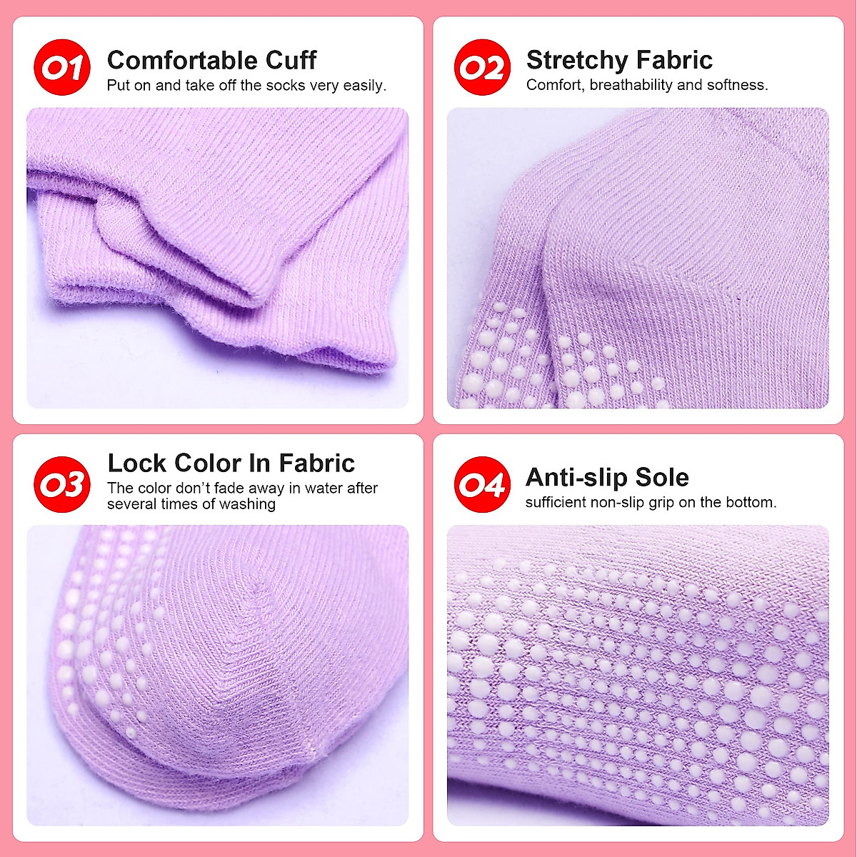 HYzgb Toddler Girls Socks 3T-4T-5T with Grippers 12 Pairs Cotton Little Kids Non Slip Ankle Socks for Toddler Kids 3-4-5 Years Old All Seasons Wearing (Bright Candy Colors)