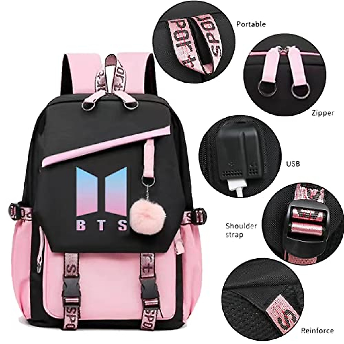 RAIOAJDO 3PCS Teen Adult Backpack Large Capacity Light Backpack Laptop Bag Multi-function Backpack with USB Charging Port