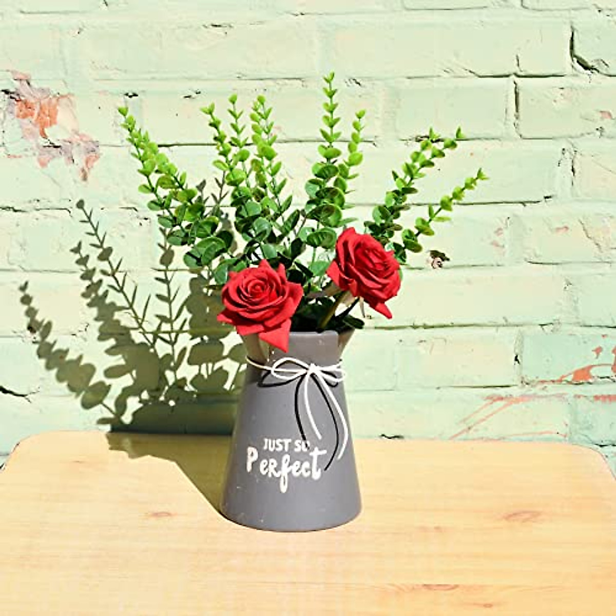 Mandy's 12pcs Green Artificial Eucalyptus Leaves with Individual Stem for Flower Bouquet Centerpiece Home Wedding Decorations