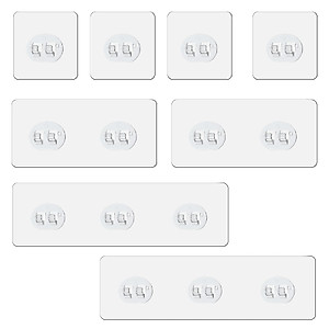 Gjinxi 8Pcs Shower Caddy Adhesive Replacement, Shower Shelf Adhesive No Drilling, Strong Adhesive Shower Hooks, Waterproof Shower Adhesive Strips for Shower Caddy Baskets, Kitchen Racks