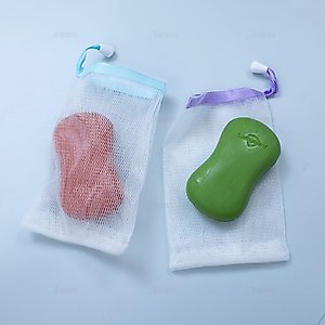 AUEAR, 20 Pack Handmade Soap Exfoliating Mesh Pouch Saver Bag Double Layer Bubble Foam Net Drawstring Holder (Assorted Colors)