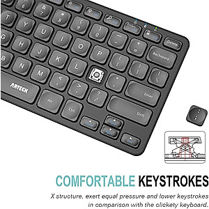 Arteck Universal Multi-Device Bluetooth Keyboard Ultra Slim and Compact Wireless Bluetooth Keyboard with Media Hotkeys for Windows iOS iPad OS Android Computer Desktop Laptop Surface Tablet Smartphone
