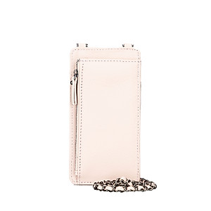 BOULETTA Crossbody Bag Cellphone Purse for Women-Leather Zipper Shoulder Wallet with Phone Pocket and Chain Strap 4 Card Slots Small