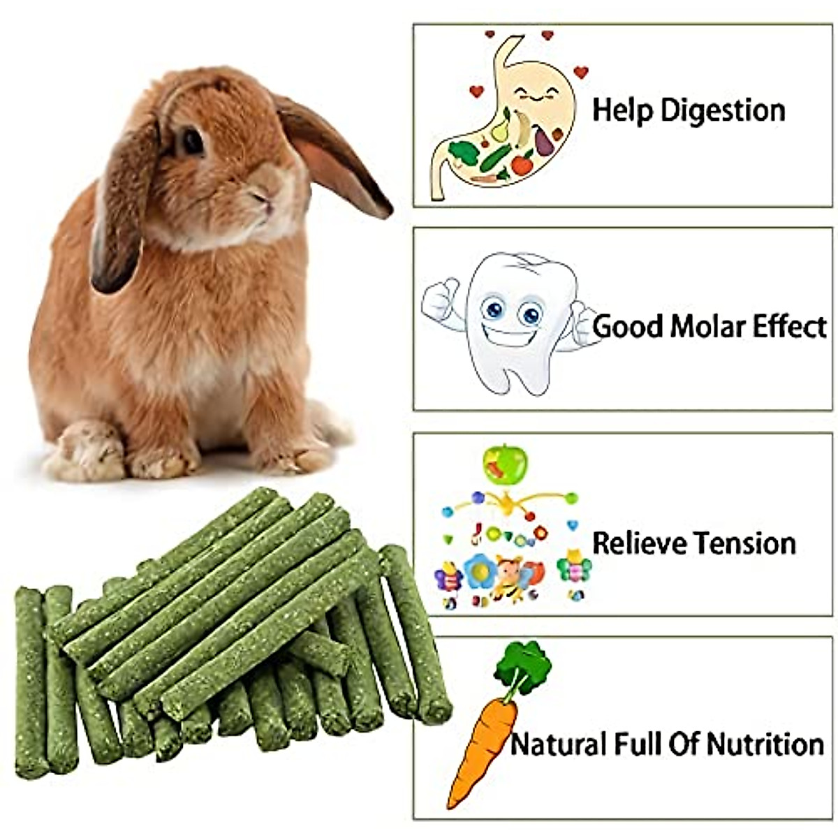 LSSH GmbH 20PCS Natural Timothy Hay Sticks, Timothy Grass Molar Stick Chew Toys for Rabbits, Chinchillas, Guinea Pigs, Hamsters and Other Small Animals Treats.