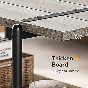 2-Tier Farmhouse 41'' Large Gray Wood Coffee Table with Storage Shelf -Modern Rustic Metal Rectangle Center Living Room Coffee Table Accent Furniture for Home Office,Easy Assembly