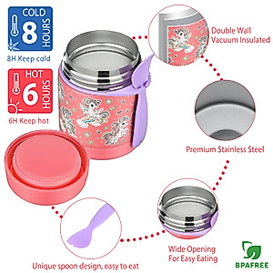 Bento Lunch Box Set for Kids with 10oz Soup Thermo, Leak-Proof Lunch Containers with 4 Compartment, Kids Thermo Hot Food Jar and Insulated Lunch Bag for Kid to School,BPA-Free(Pink-Horse)