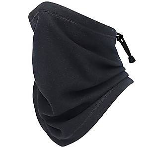 Obacle Neck Gaiter Face Mask Warmer with Adjustable Drawstring for Men Women Winter Cold Weather Windproof (Black)