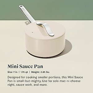 Caraway Mini Duo - Non-Stick Ceramic Mini Fry Pan (1.05 qt, 8") & Mini Sauce Pan (1.75 qt) - Non Toxic, PTFE & PFOA Free - Oven Safe & Stovetop Agnostic (Gas, Electric & Induction) - Cream