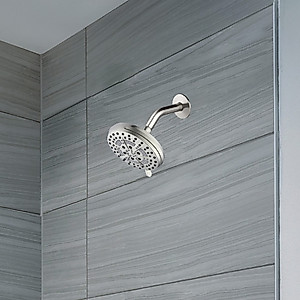 Design House 582700-SN Mills Modern 7-inch 6-Function Shower Head Featuring Eco-Drip Shower Setting for Bathroom, Satin Nickel