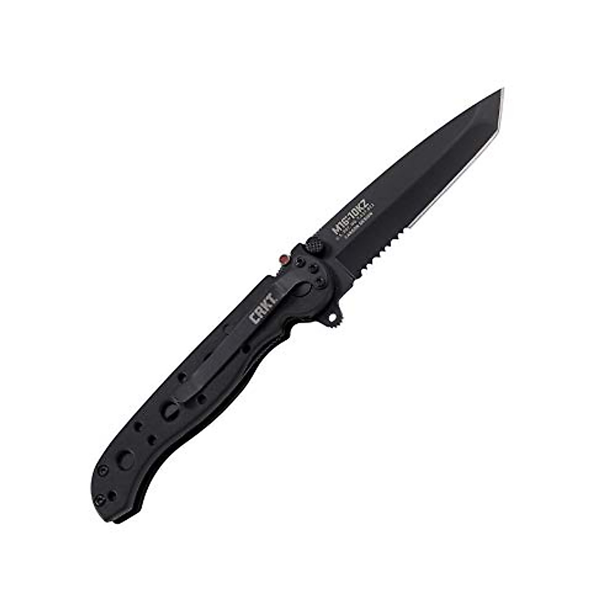 CRKT M16-10KZ EDC Folding Pocket Knife: Everyday Carry, Black Serrated Edge Blade, Tanto, Automated Liner Safety, Nylon Handle, Pocket Clip