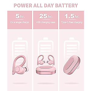 Wireless Earbuds, Bluetooth 5.1 Sport Headphones with mic, Noise Cancelling Touch Control in-Ear Bluetooth Earphones, Type-C Charging Wireless Headphones Auto Pairing, Stereo Headset for Gym