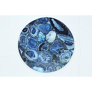 54 x 54 Inches Black Agate Stone Resin Art Living Room Table with Luxurious Look Round Shape Marble Dining Table Top