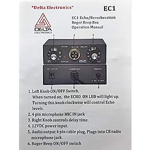 DELTA EC1 Dynamic MIC Amplifier/Echo Chamber w/Roger BEEP 4 pin Cobra CB HAM