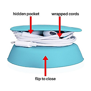 Budley - Tangle-Free Earphone/Earbud Case, Compact Storage System, Silicone (Teal, Set of 1)