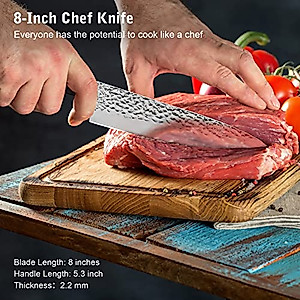 Kitchen Knife, Chef Knife Set - 8 Inch Chef Knife & 8 Inch Bread Knife & 5 Inch Paring Knife, German Stainless Steel Sharp Cooking Knife, Ergonomic Wooden Handle Knives Sets with Gift Box