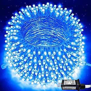 JMEXSUSS 250 LED Blue String Lights Indoor, 91.5ft Connectable Christmas Lights Outdoor Waterproof, 8 Modes Blue Christmas String Lights for Party Garden Christmas Tree Halloween Decoration