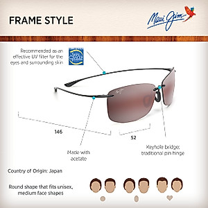 Maui Jim Men's and Women's 'Akau Polarized Rimless Sunglasses, Grey Matte/Neutral Grey, Large