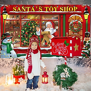 Christmas Backdrop Banner - Santa's Toy Shop Store Background for Holiday Party Photos, 72.8 x 43.3 Inches (Classic)