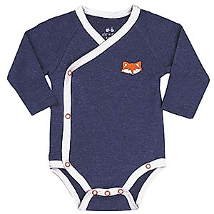 Baby Boy 3-Pack Long-Sleeve Kimono Bodysuit Set, Infant Boy Bundle Includes Blue Fox, Arrow Bodysuit and Navy-Striped Outfit