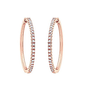 Beyond Brilliance Prong Set 1/4 Carat Round Cut Natural Diamond Hoop Earrings for (I-J, I3) in Sterling Silver Fine Jewelry for Women Diamond Jewelry, Gift Box Included