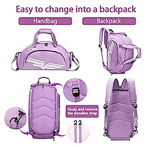 FIORETTO 30L Sports Gym Duffle Bag with Wet Pocket & Shoe Compartment, Water Repellent Weekender Hospital Overnight Bag for Women, Sports Holdall Backpack