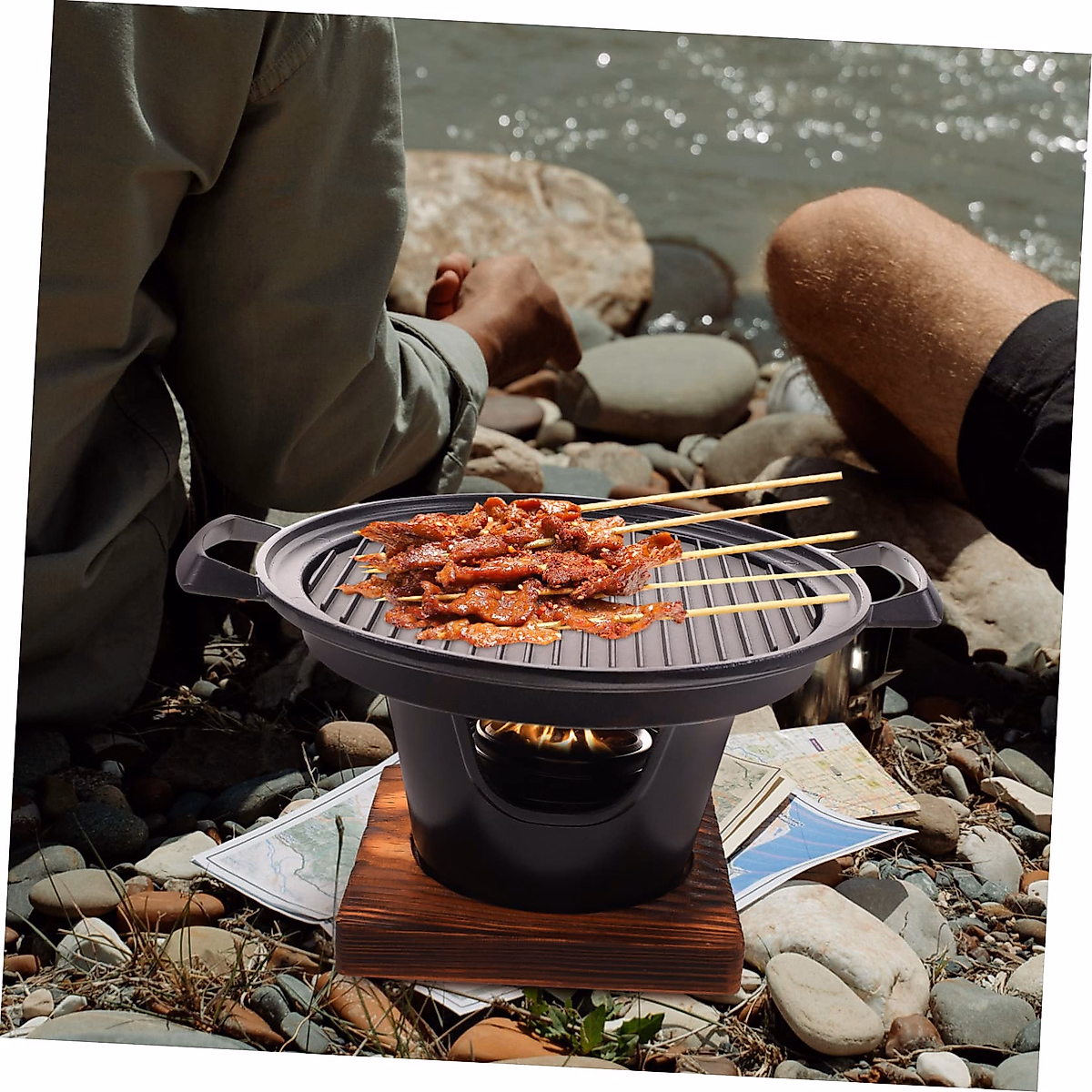 Happyyami 1 Set mini rotisserie grilling accessories for outdoor grill grilling tools for outdoor grill small portable grill portable bbq roaster portable grill girl charcoal aluminum alloy