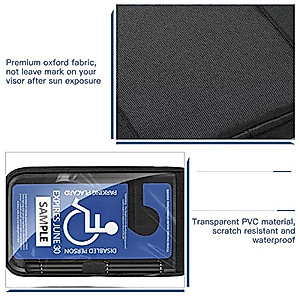 Rhino Valley Handicap Placard Holder with Organizer Pockets for Auto, Disabled Parking Permit Sign Protector for Car Sun Visor, PVC Protective Handicap Parking Sign Cover with Pen Holder&Elastic Strap