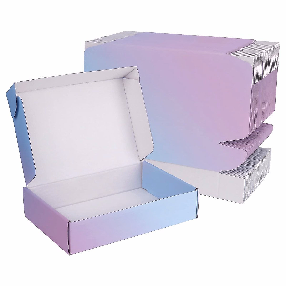 DERZIFUN 30 Pack 9x6x2 Inch Corrugated Packaging Mailer Boxes, Purple-Blue Shipping Packaging Boxes for Small Business, Recyclable Cardboard Literature Gift Boxes Mailing