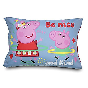 Peppa Pig Be Nice & Kind 4 Piece Toddler Bedding Set - Includes Comforter, Sheet Set - Fitted and Top Sheet + Reversible Pillow Case for Girls Bed, Pink