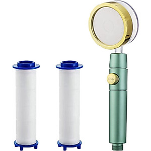 Pressurized Shower Head, 2 Filters, 360° Turbo Spa High Pressure Nozzle, Handheld Hydro Shower Head with 3 Modes Switches, Driven Handheld Shower Head One-Touch Water Stop