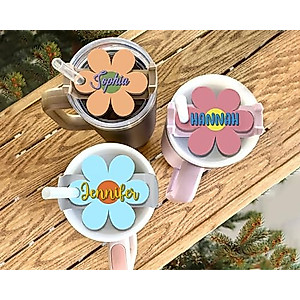 Personalized Tumbler Topper, Flower Tumbler Topper 30 40 64 oz Personalized Tumbler Topper Tumbler Cup Accessory Name Plate