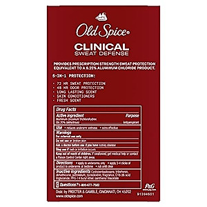 Old Spice Clinical Sweat Defense Anti-Perspirant Deodorant for Men, 72 Hour, Pure Sport Plus, 1.7 Oz