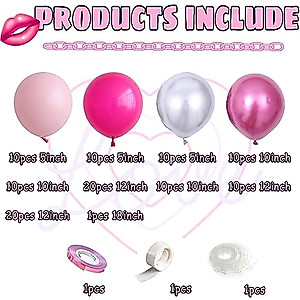 Pink Balloon Garland Arch Kit Hot Pink Metallic Rose Gold Silver Disco For Princess Theme Birthday Girl's Party Supplies Birthday Party Wedding Decoration