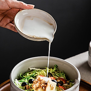 Ceramic Spoon Rest,Spoon Holder,Soy Sauce Dishes with Holder for Kitchen,Household Dipping Sauce Dishes Set, Side Dishes,LIUCUON Kitchen Basics,Set of 4 Kitchen Accessories For Utensils (cream)