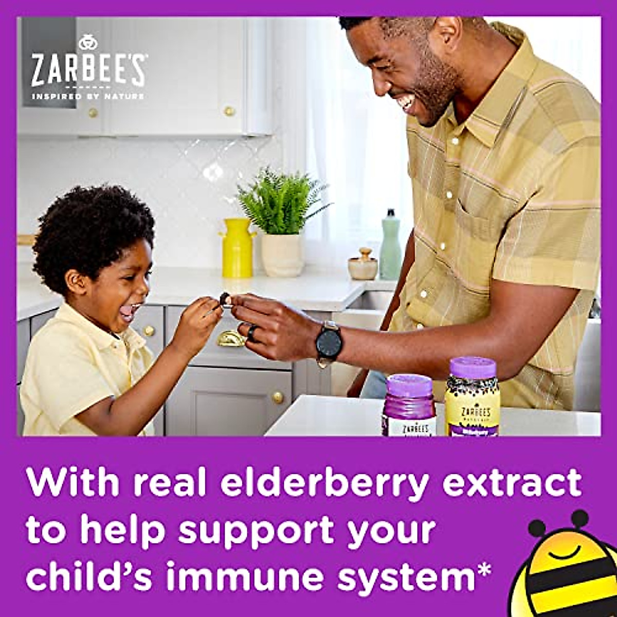 Zarbee's Elderberry Gummies for Kids with Vitamin C; Zinc & Elderberry; Daily Childrens Immune Support Vitamins Gummy for Children Ages 2 and Up; Natural Berry Flavor; 42 Count