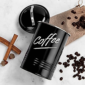 Hillbond Food Storage Canisters Containers for 4, Vintage Kitchen Canisters, Carbon Steel with Powder Coated Coffee Tea Sugar Flour Farmhouse Kitchen Canisters Set of 4(Black)