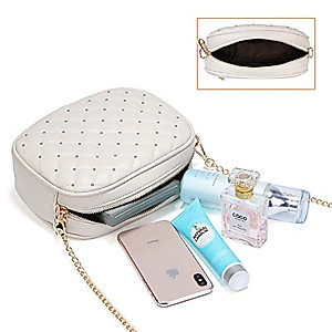 Newshows Women Medium Quilted Crossbody Purse with Metal Chain Strap Heart Zipper, Gift Idea, PU Leather