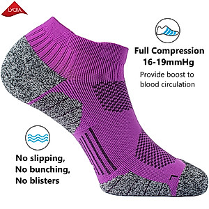 CWVLC Unisex Cushioned Compression Athletic Ankle Socks Multipack, 3-pairs Purple, M (7.5-10 W US/ 6-8.5 M US)