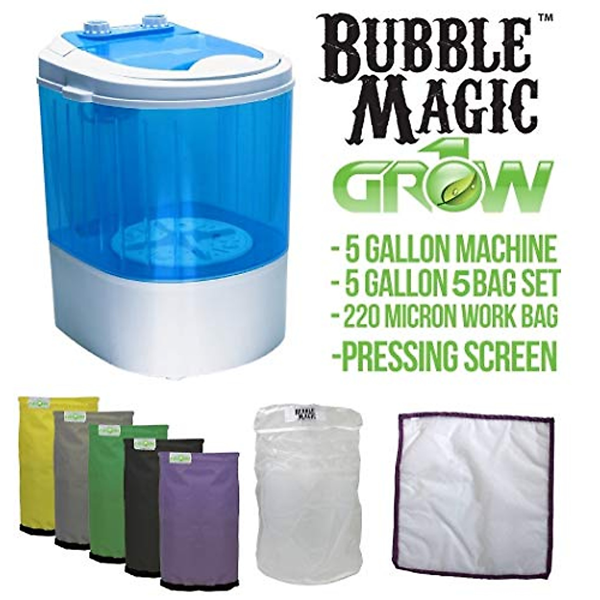 5 Gallon Bubble Magic Washing Machine + Ice Hash Extraction 5 Bags Kit GROW1