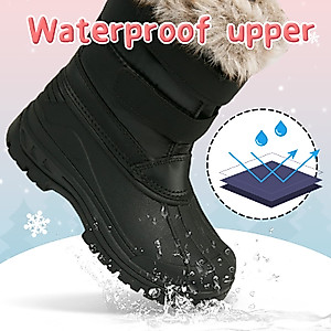 Kids Snow Boots Boys Girls Mid Calf Winter Boots Anti-Slip Outdoor Warm Boots With Fur Lined（/Little Kid/Big Kid）
