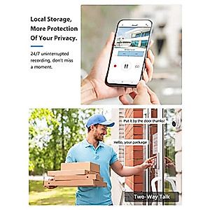 2K Security Camera, PTZ 355°View 3MP Security System 2.4GHZ WiFi Security Cameras Outdoor with Color Night Vision, Motion Detection and Alarm, IP66 Waterproof, 2-Way Talk, 24/7 SD Storage