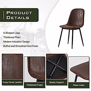 NicBex Dining Chairs, Crazy-Horse Leather Reception Chairs, Accent Chair with Metal Legs for Home Kitchen, Living Room, Set of 2, Brown