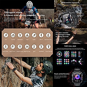 Military Smart Watches for Men, 5ATM Waterproof Rugged Grade Bluetooth Call(Answer/Dial Calls), Health Tracker for Android Phones and iPhone Compatible, 1.85" Heart Rate/Blood Pressure Watch (Black)